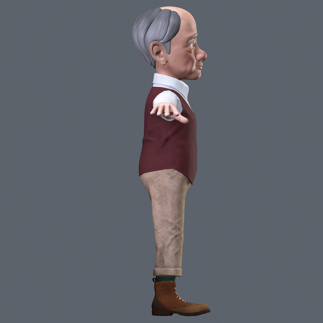 3D Model Cartoon Old Man GrandPa With Rig - TurboSquid 1967621