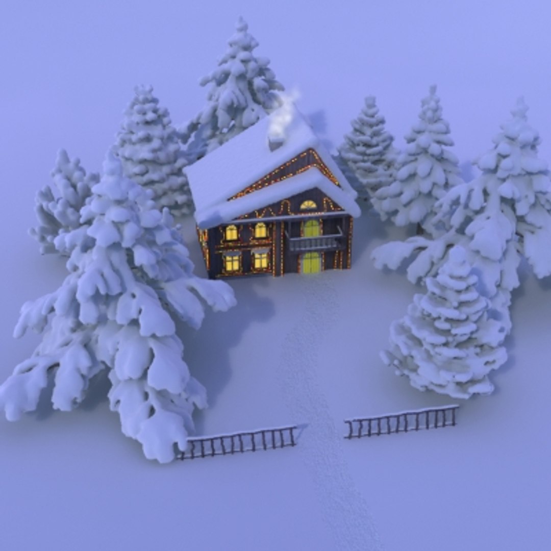 3d Model Of Winter Scene House