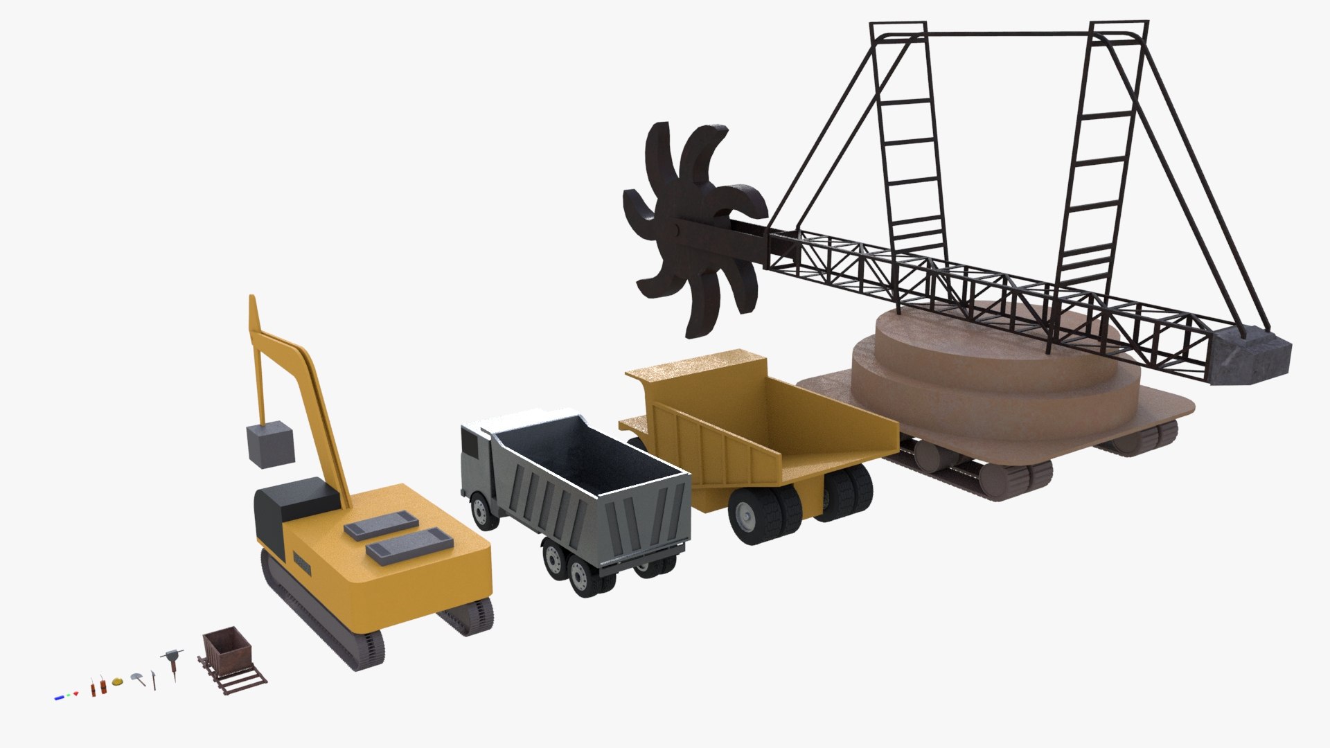 Mega Machines And Vehicle - Mining Pack Model - TurboSquid 1898959