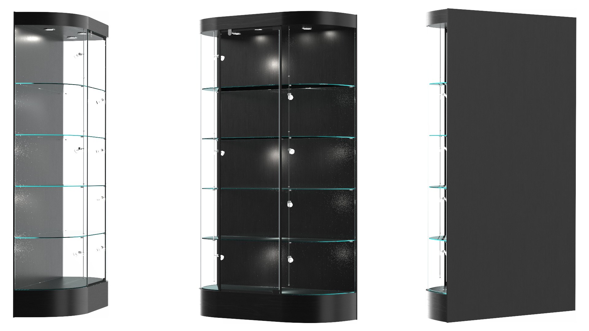 Curved Wall Display Case Black 3D model - TurboSquid 1835865