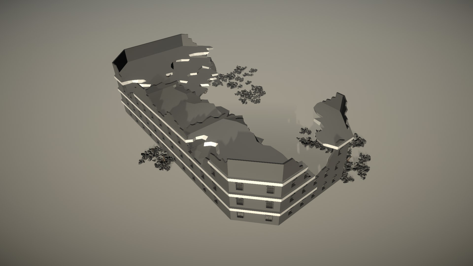 Destroyed Building Model - TurboSquid 1670287