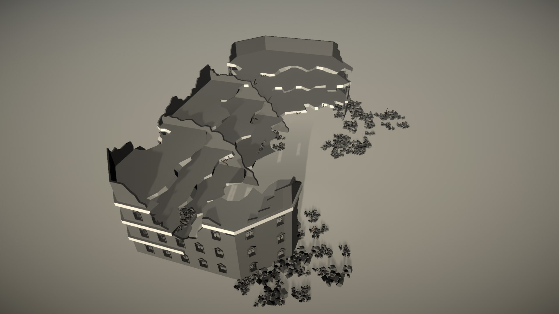 Destroyed Building Model - TurboSquid 1670287