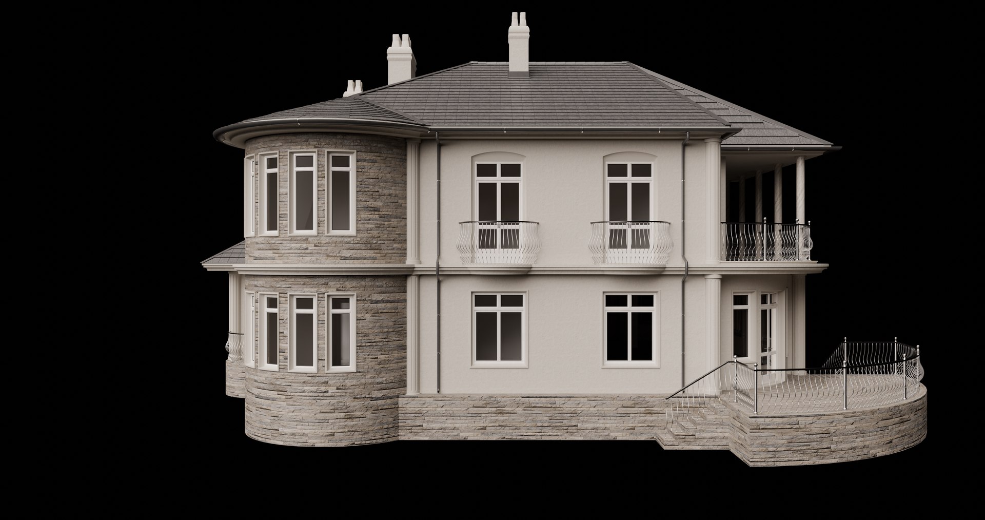 3D Classic Manor House Model - TurboSquid 2296256