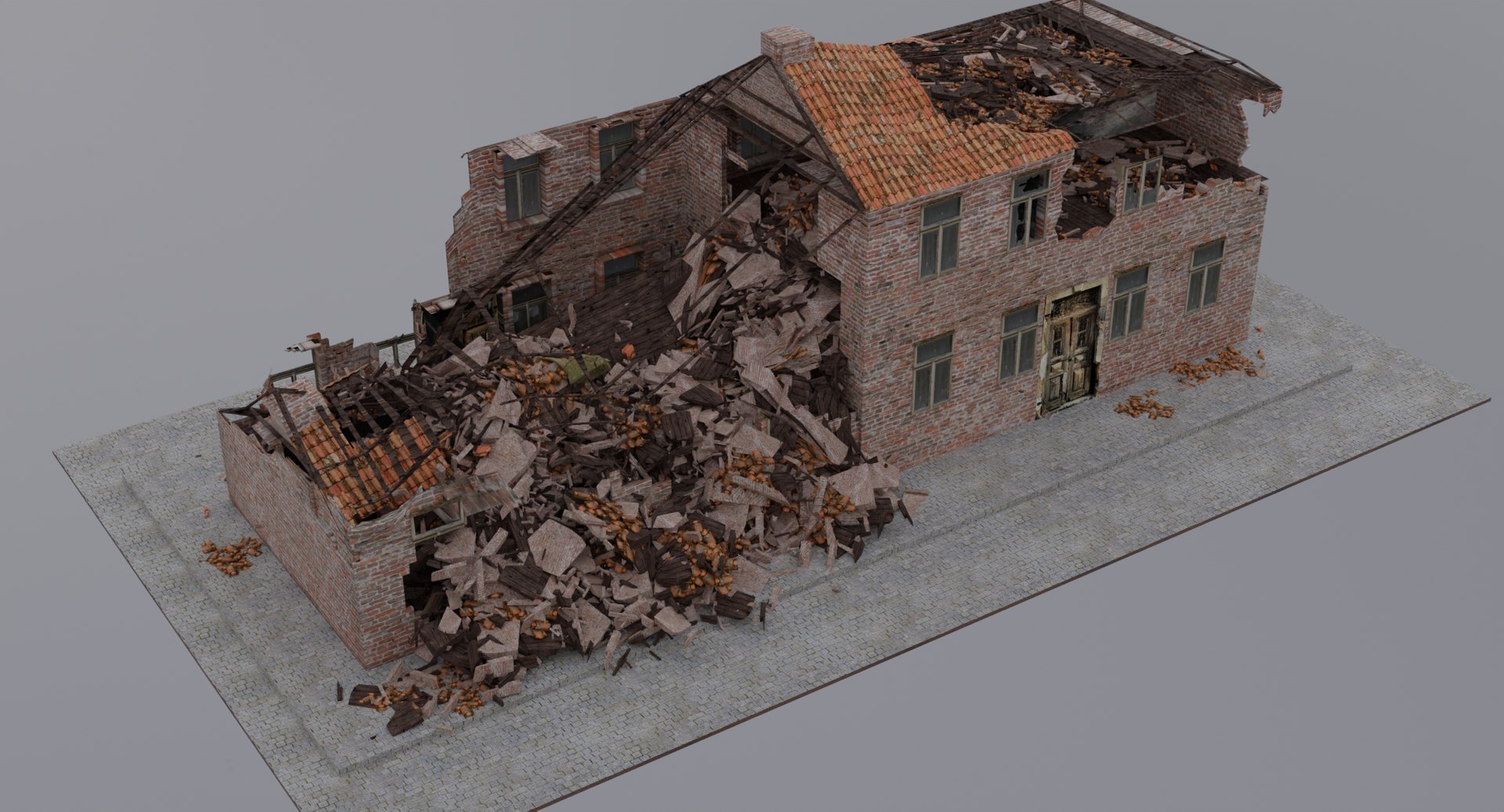 World War 2 Damaged Building 3D Model - TurboSquid 2104442