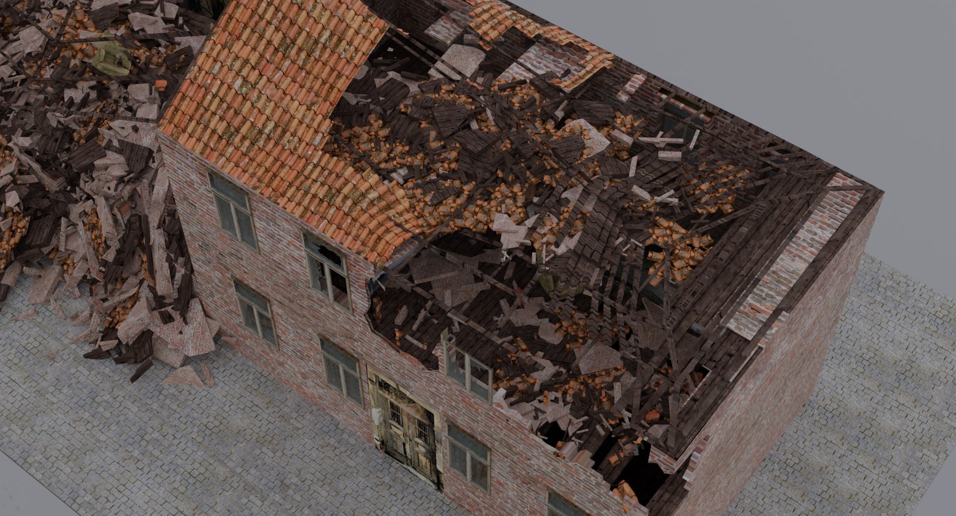 World War 2 Damaged Building 3D Model - TurboSquid 2104442