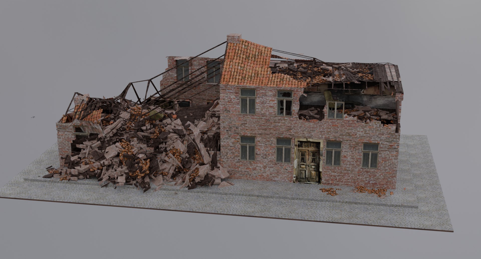 World War 2 Damaged Building 3D Model - TurboSquid 2104442