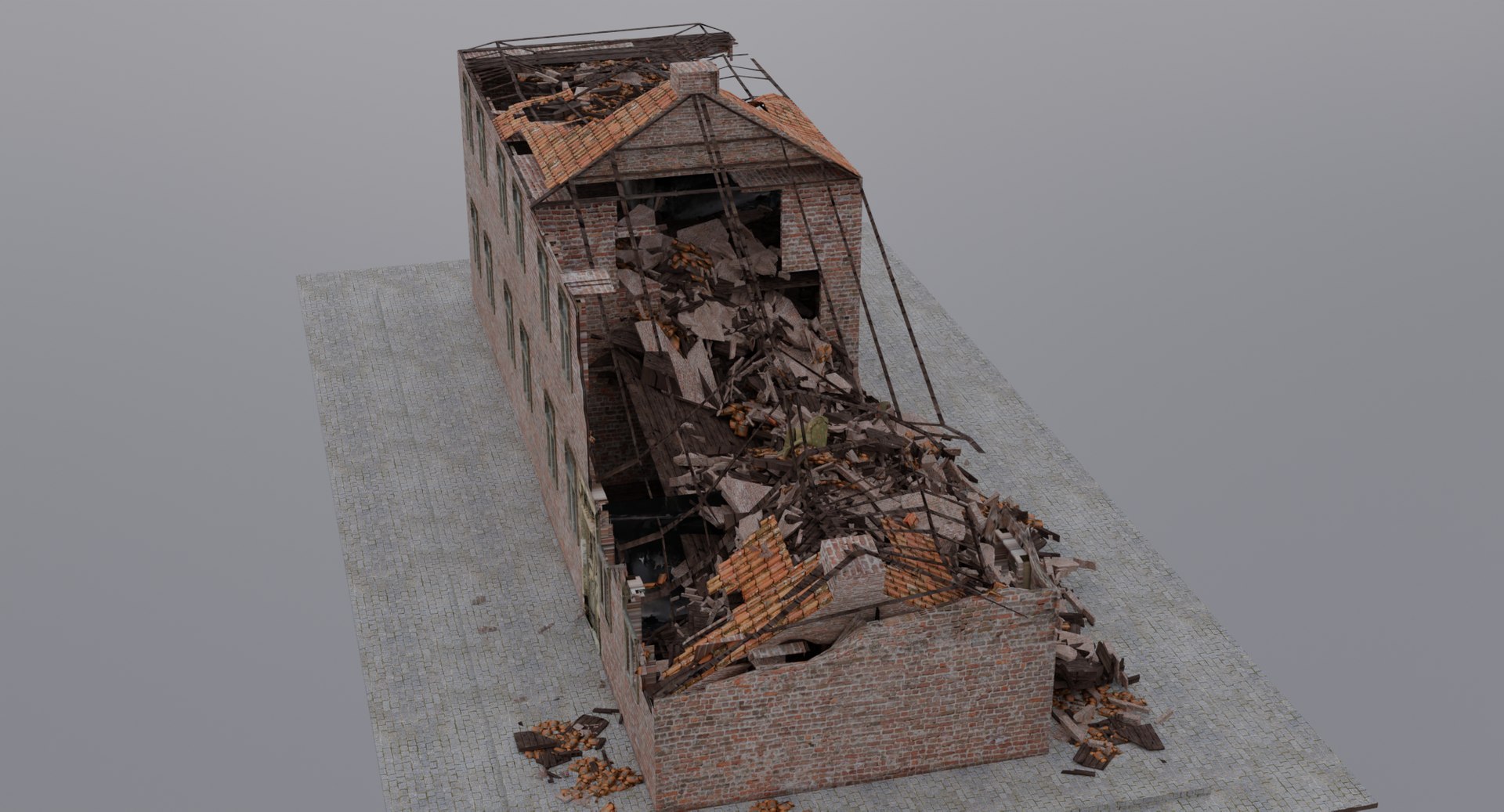 World War 2 Damaged Building 3D Model - TurboSquid 2104442
