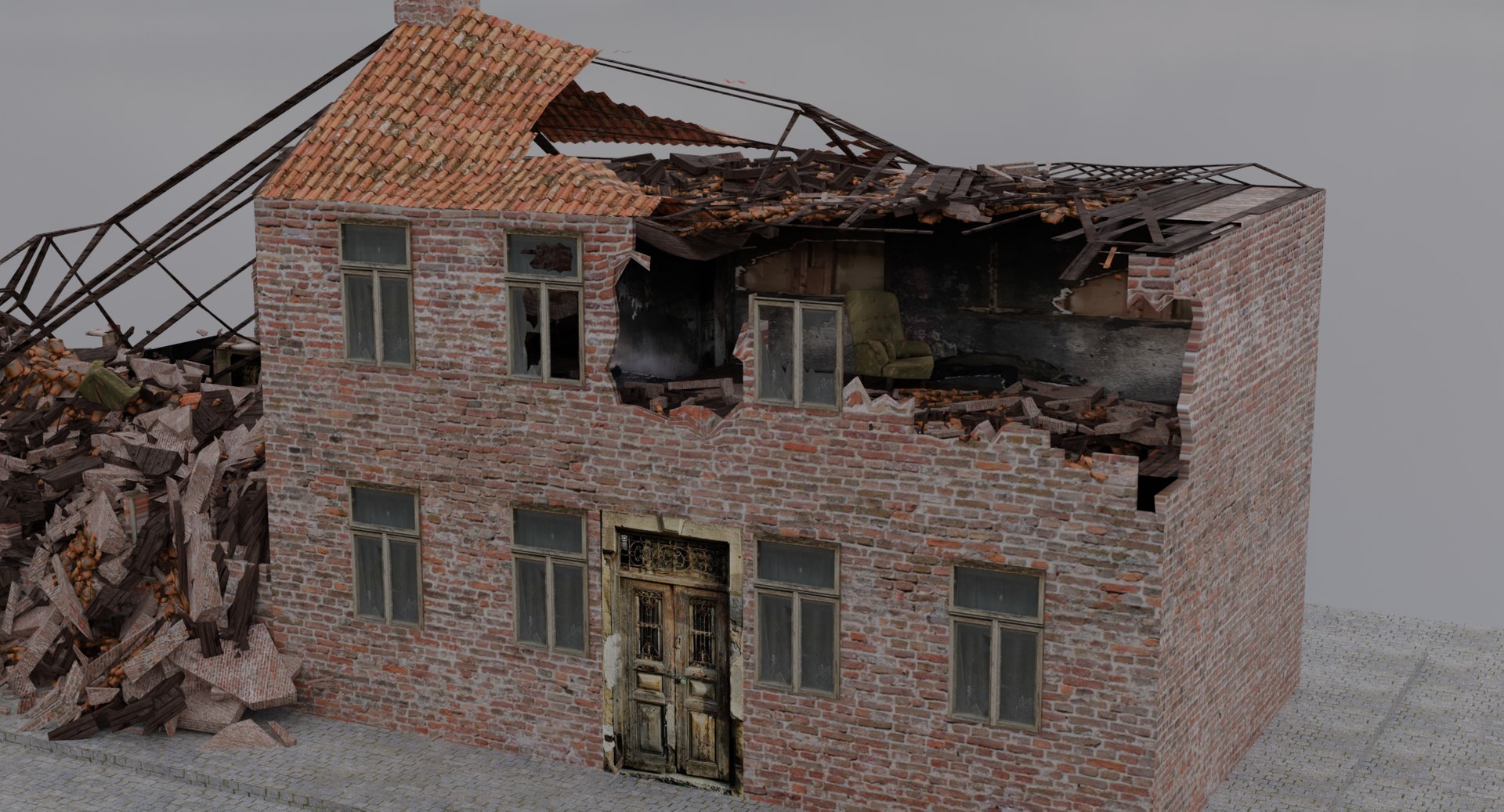 World War 2 Damaged Building 3D Model - TurboSquid 2104442