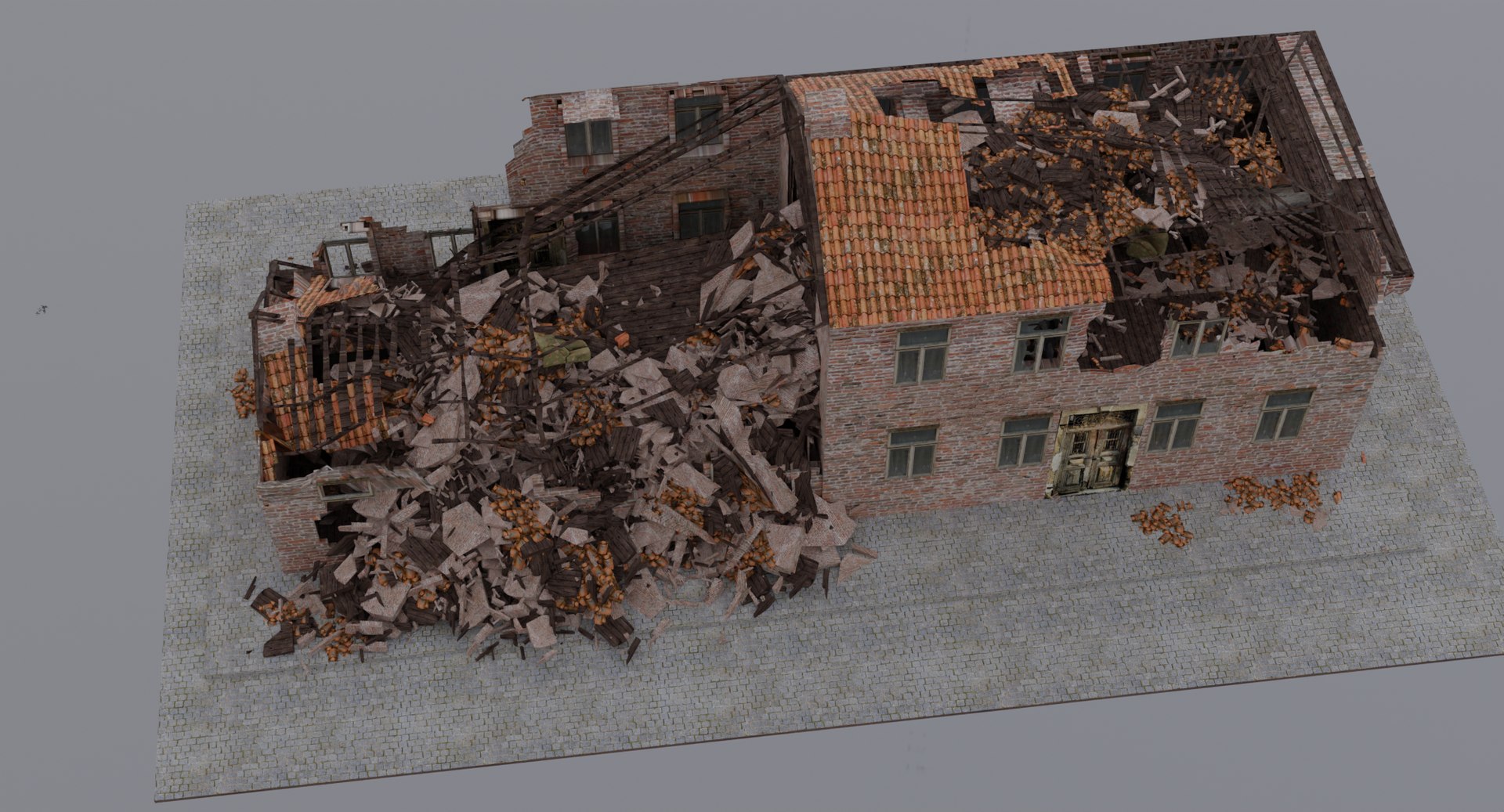 World War 2 Damaged Building 3D Model - TurboSquid 2104442