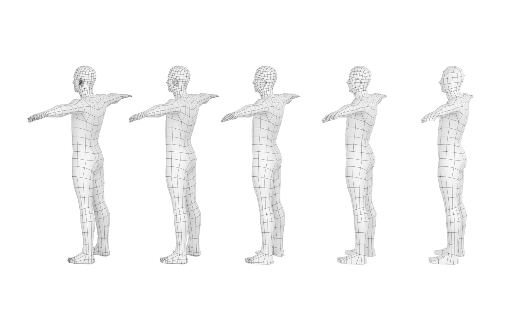 Natural Male In T-Pose In 5 Topologies 3D - TurboSquid 2121798