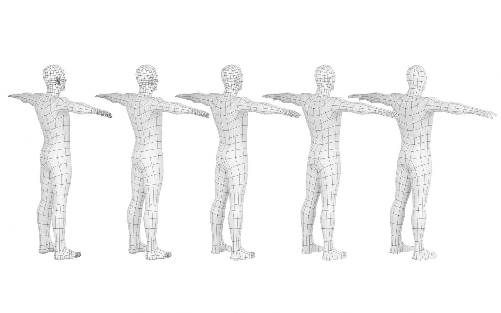 Natural Male In T-Pose In 5 Topologies 3D - TurboSquid 2121798