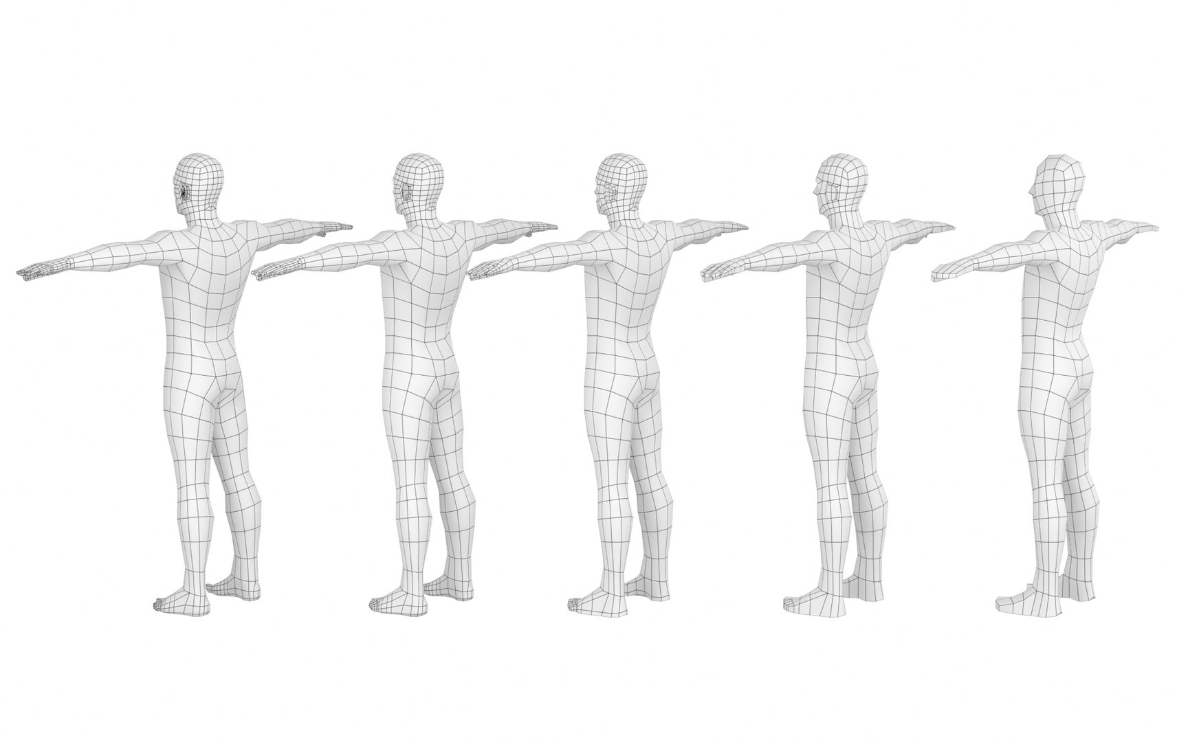 Natural Male In T-Pose In 5 Topologies 3D - TurboSquid 2121798