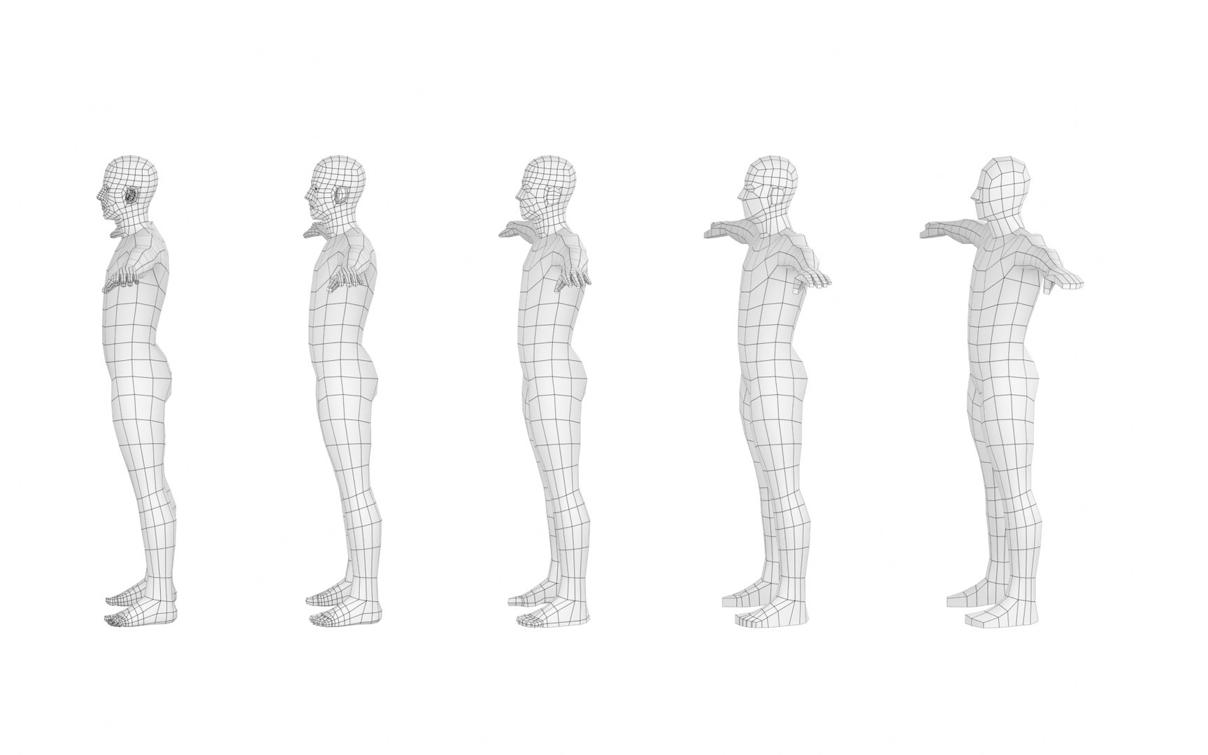 Natural Male In T-Pose In 5 Topologies 3D - TurboSquid 2121798
