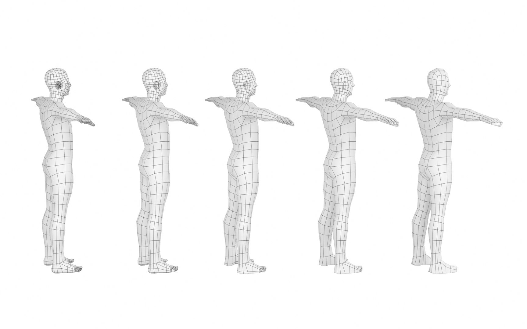 Natural Male In T-Pose In 5 Topologies 3D - TurboSquid 2121798
