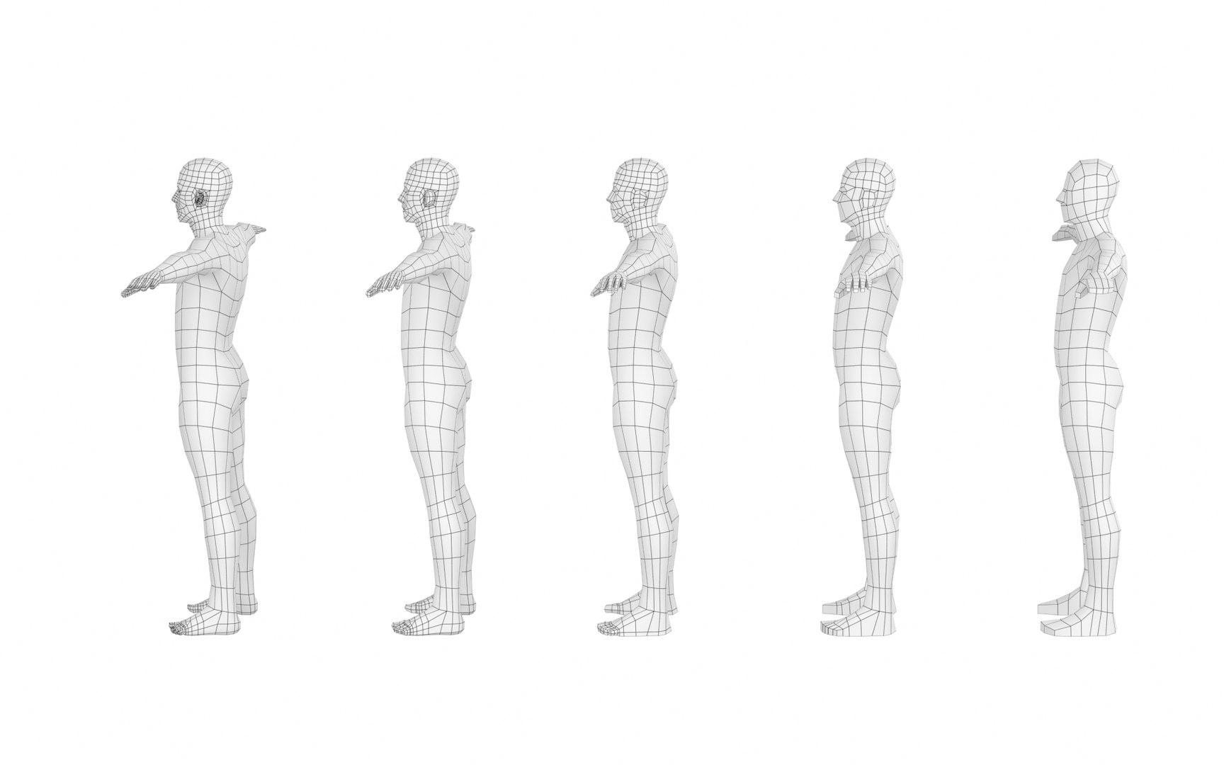 Natural Male In T-Pose In 5 Topologies 3D - TurboSquid 2121798