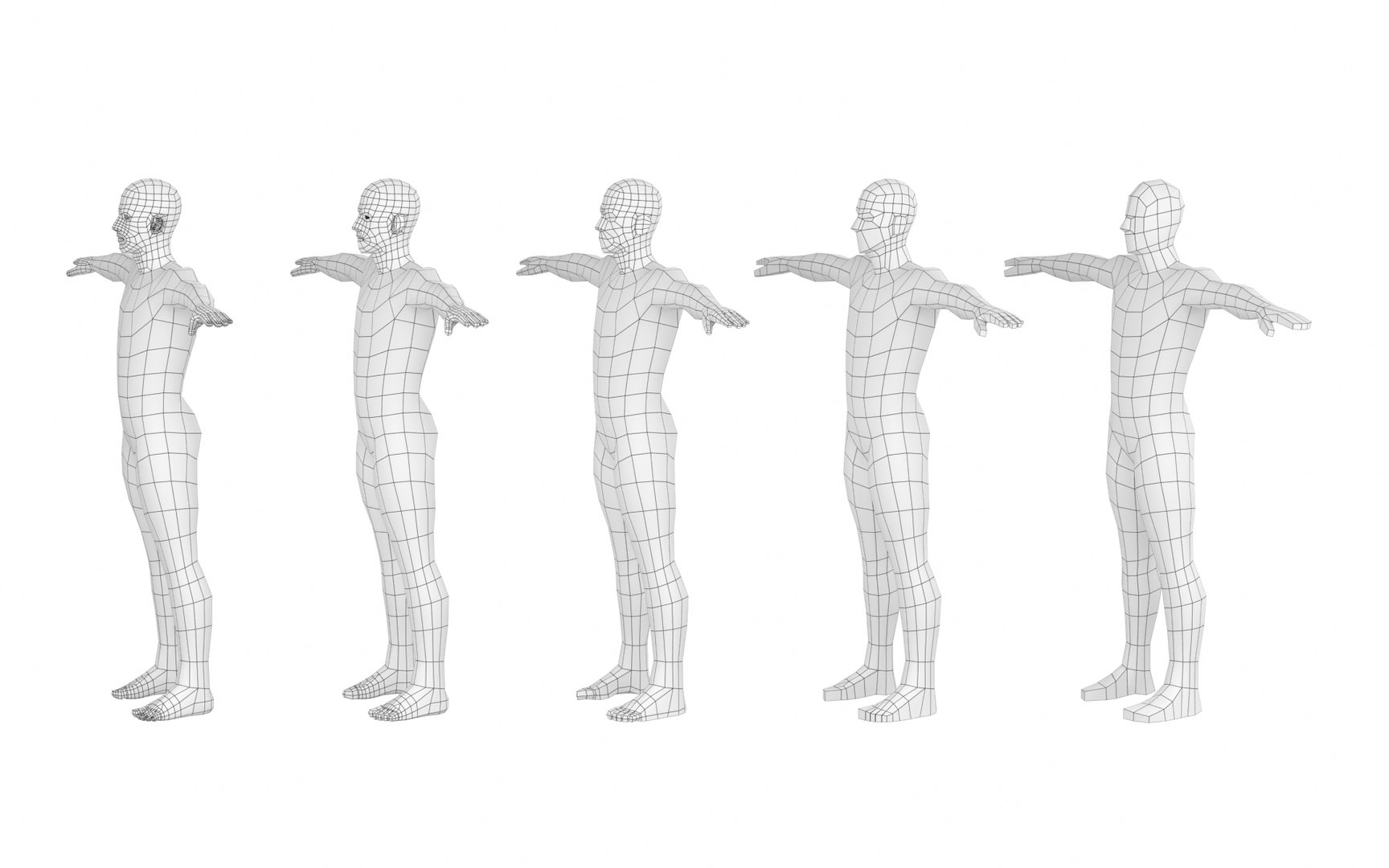 Natural Male In T-Pose In 5 Topologies 3D - TurboSquid 2121798