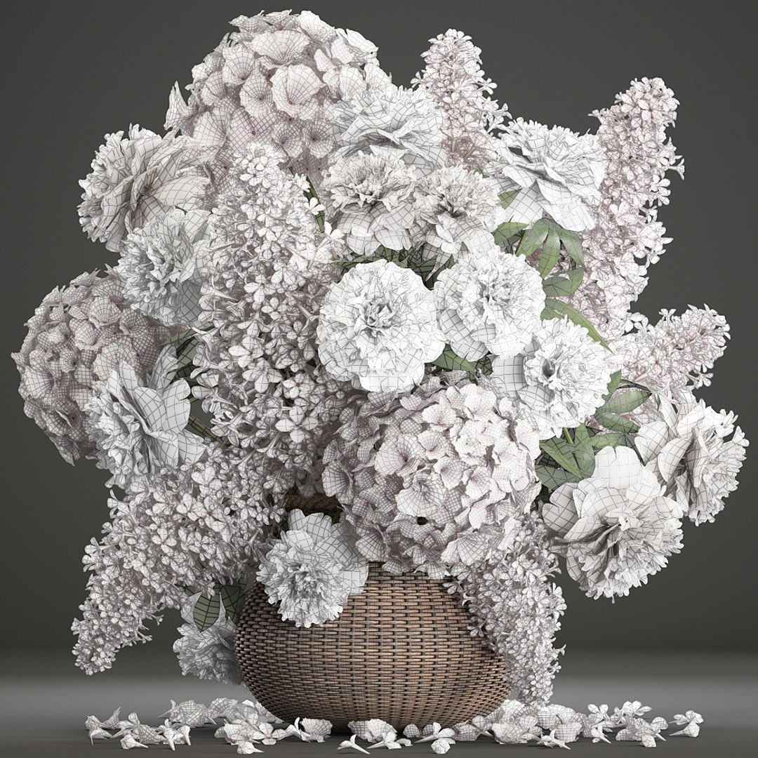 General bouquet flowers basket 3D model - TurboSquid 1364306