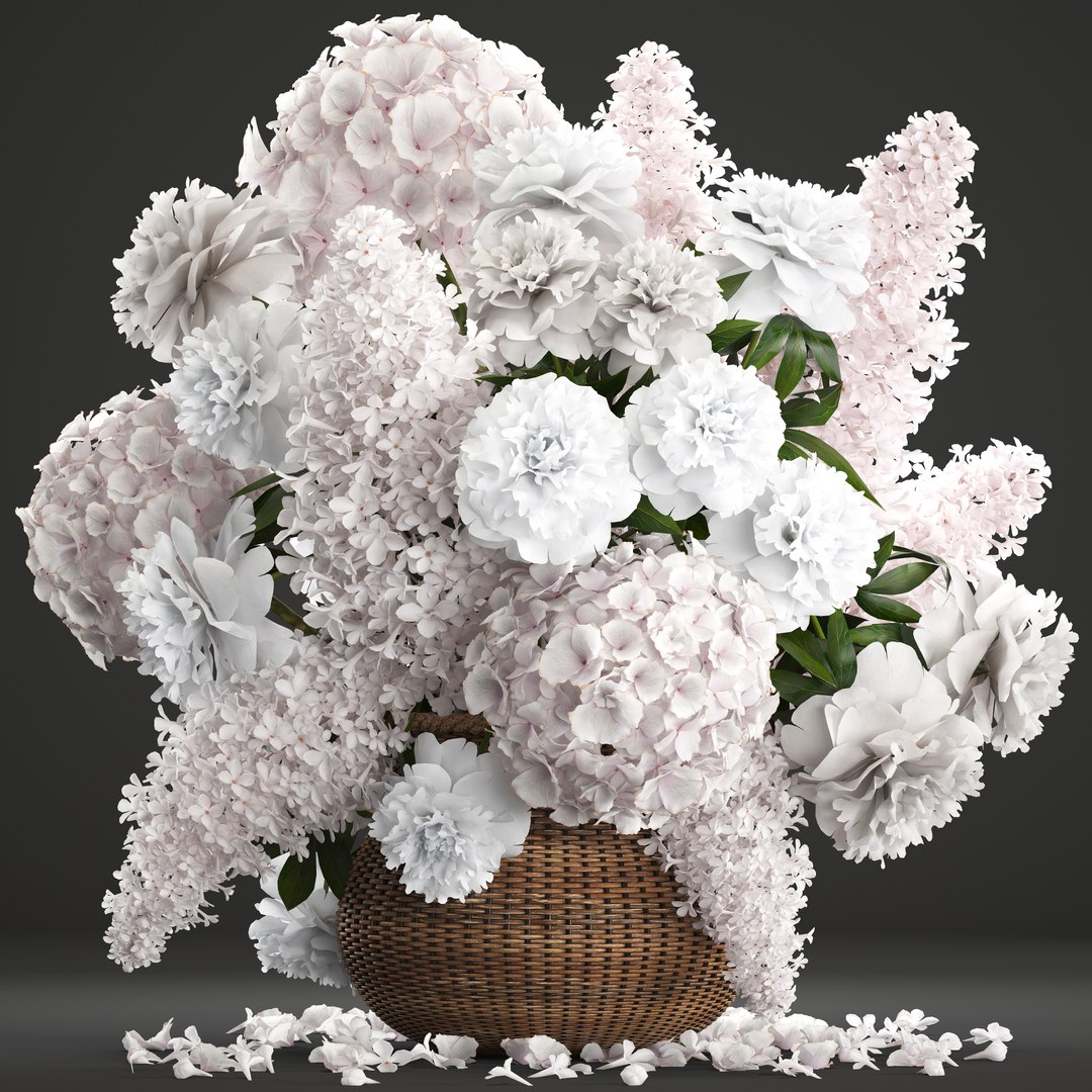 General bouquet flowers basket 3D model - TurboSquid 1364306