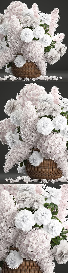 General bouquet flowers basket 3D model - TurboSquid 1364306