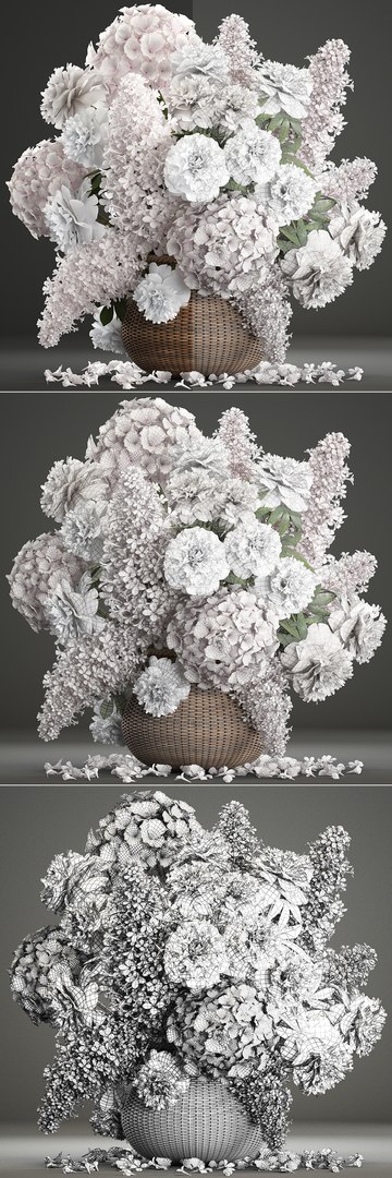 General bouquet flowers basket 3D model - TurboSquid 1364306