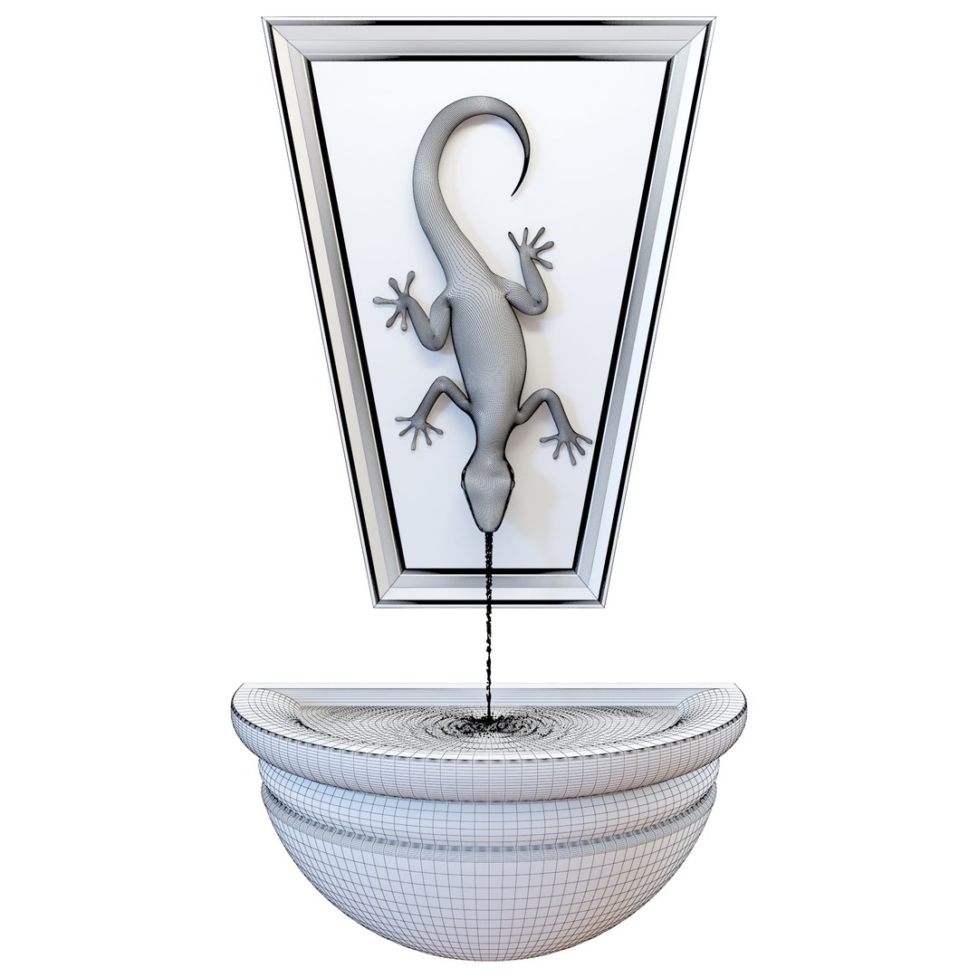 3D Model Lizard Stone Water Feature Fountain - TurboSquid 1941374