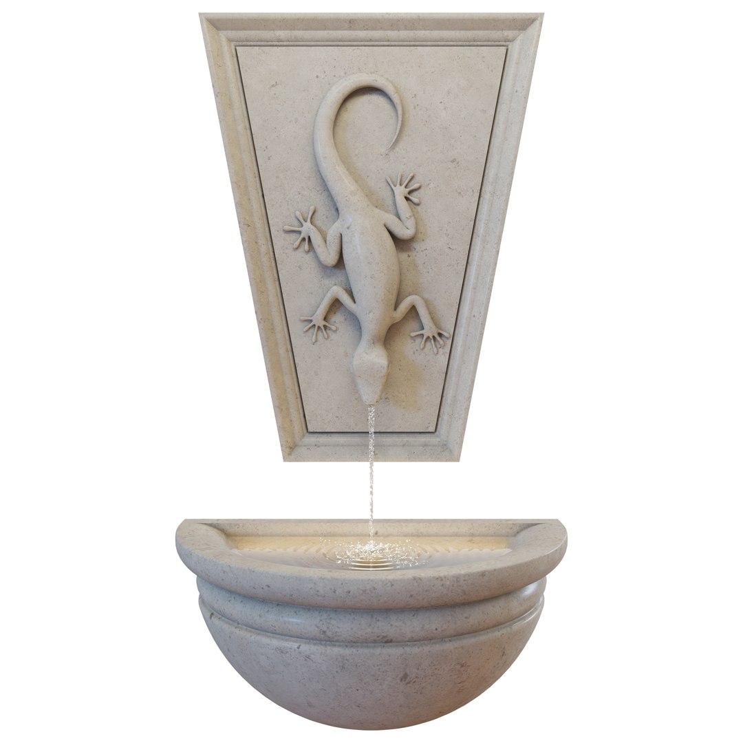 3D Model Lizard Stone Water Feature Fountain - TurboSquid 1941374