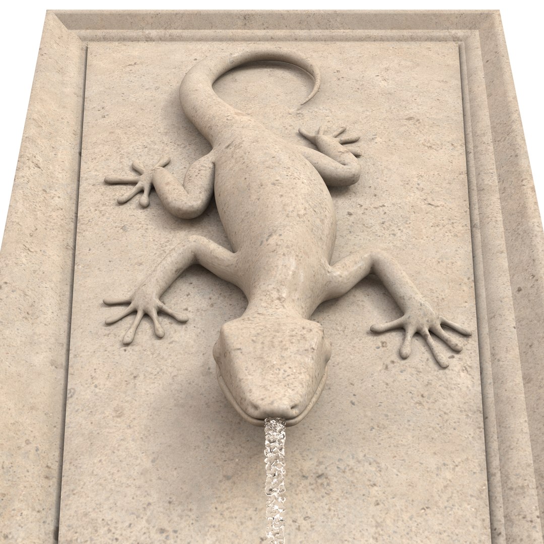 3D Model Lizard Stone Water Feature Fountain - TurboSquid 1941374