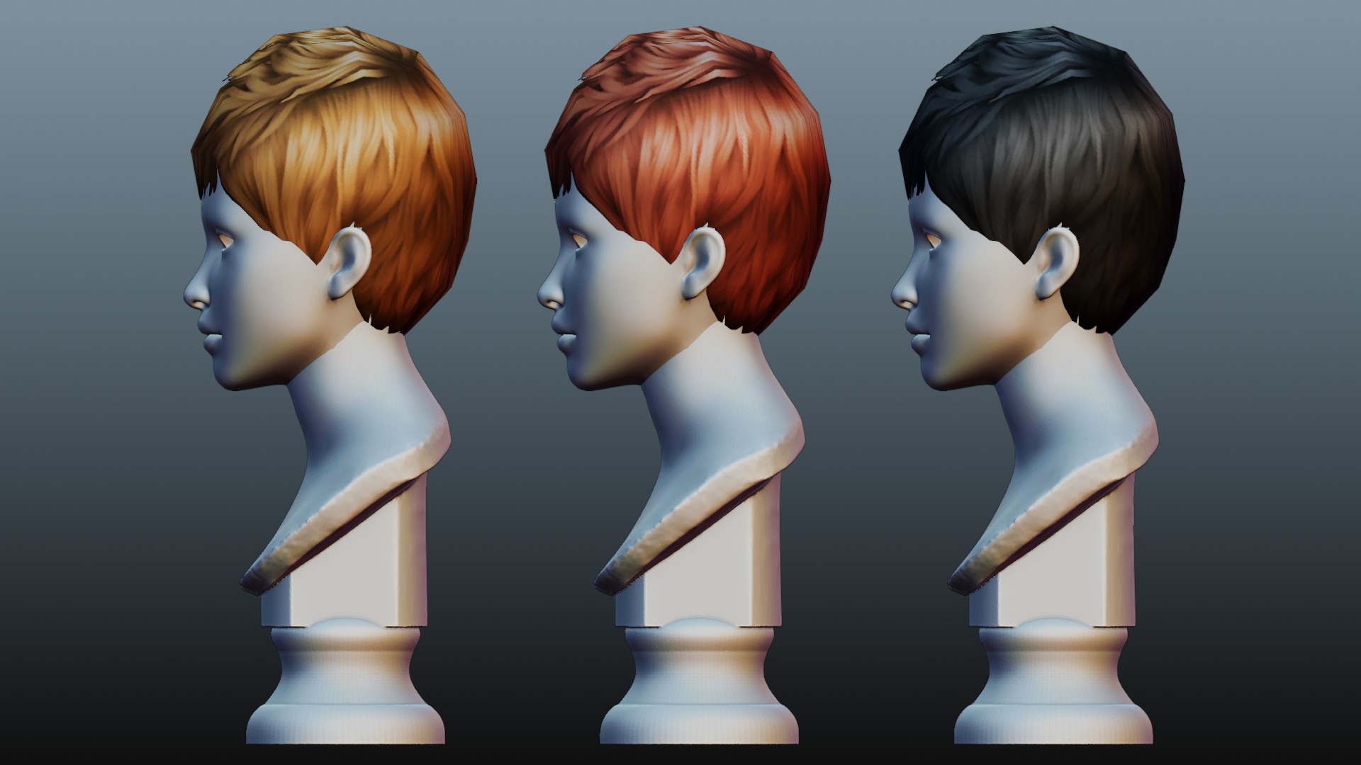 Female Hair Low Poly 3 Color 3D Model - TurboSquid 2119384