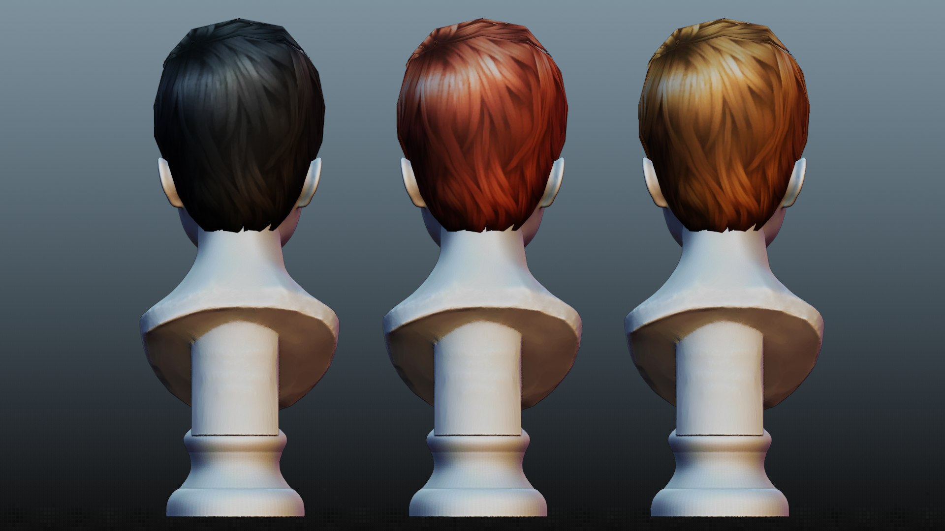 Female Hair Low Poly 3 Color 3D Model - TurboSquid 2119384