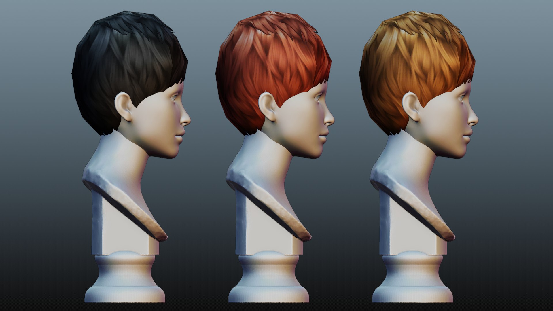 Female Hair Low Poly 3 Color 3D Model - TurboSquid 2119384