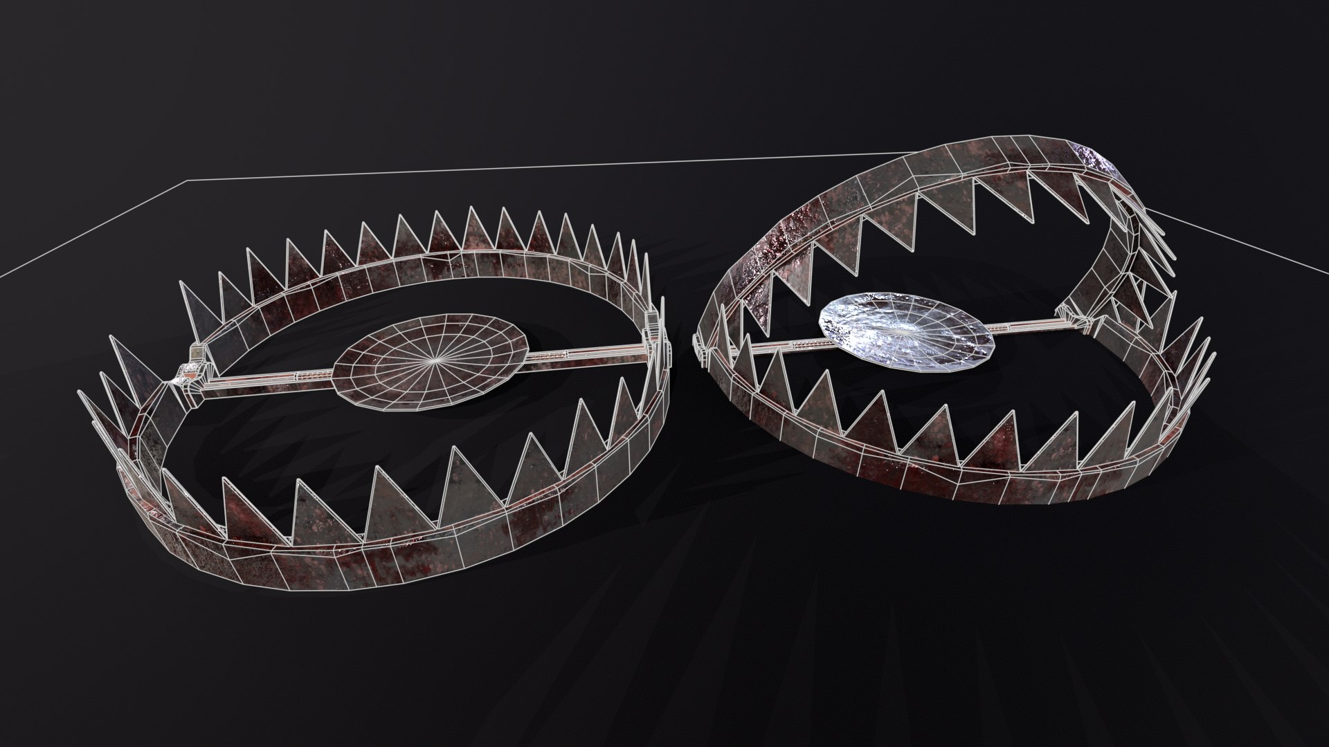 Old Bloody Bear Traps - Open And Closed Model - TurboSquid 2276504