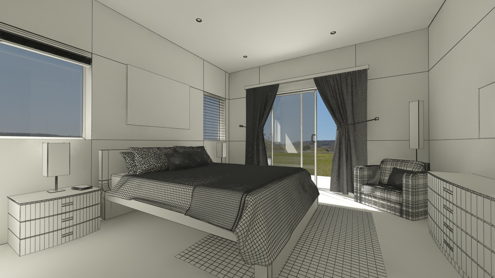 Bedroom Scene 3d Model