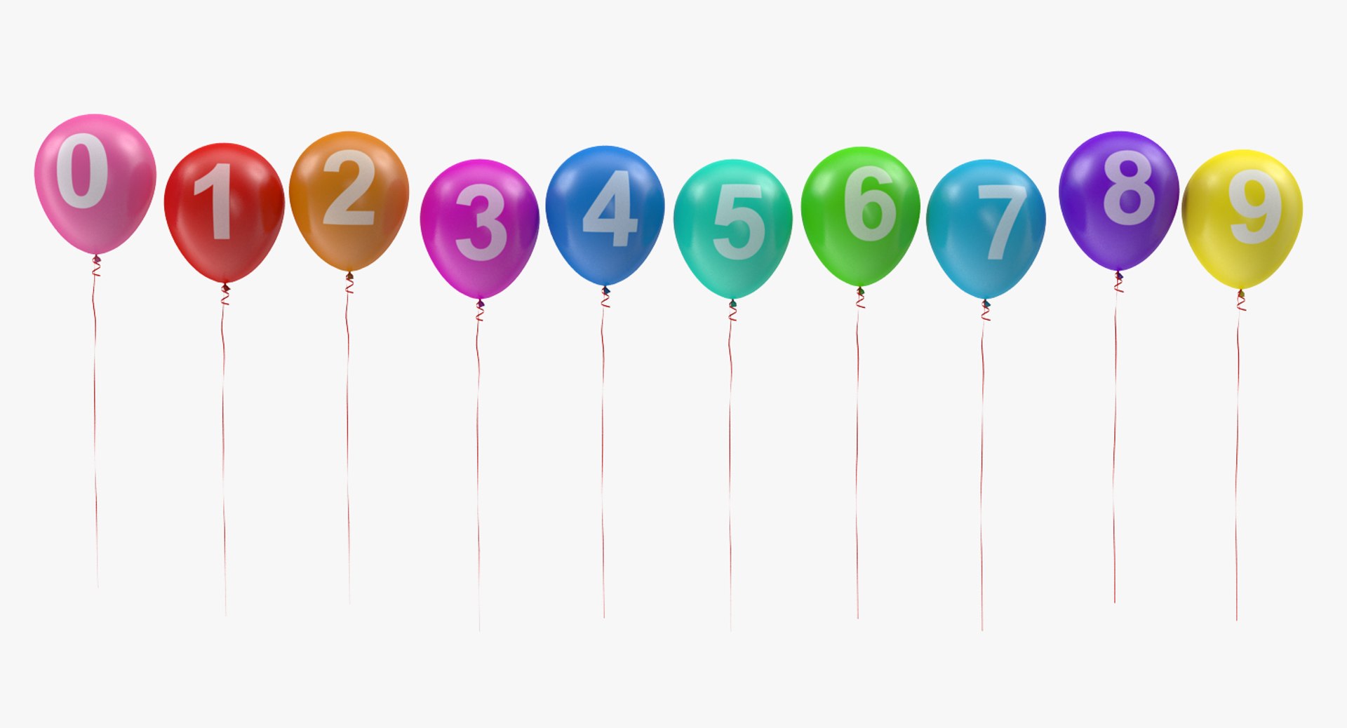 3D Air Balloons Set Numbers Model - TurboSquid 1251866