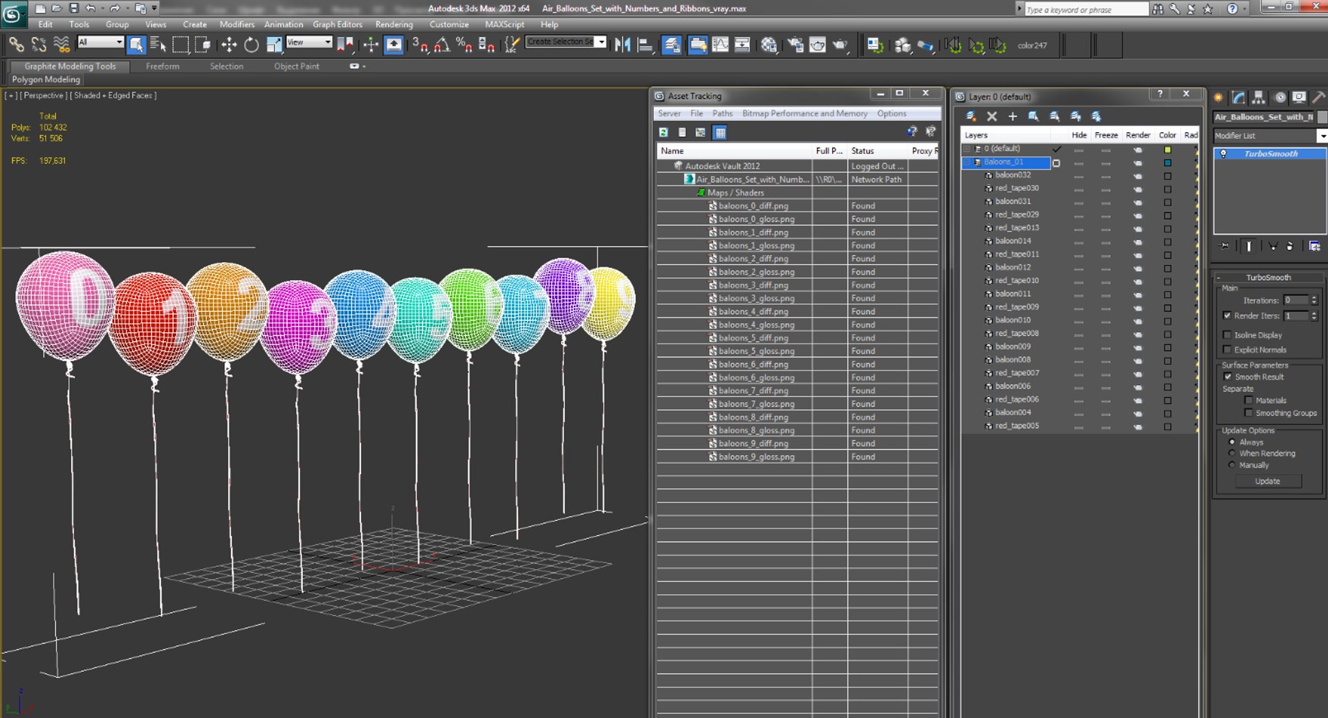 3D Air Balloons Set Numbers Model - TurboSquid 1251866