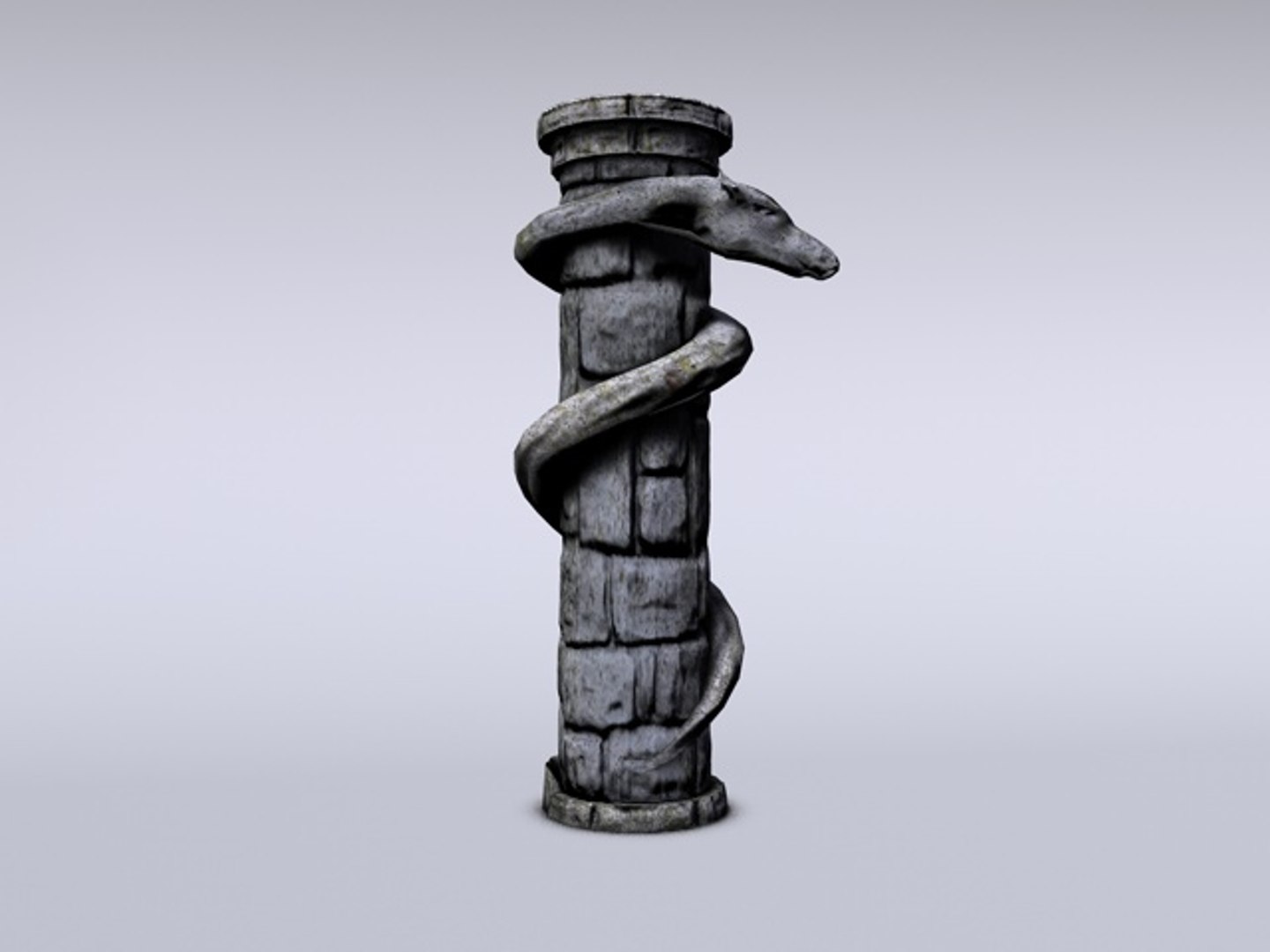 3d Stone Column Serpent