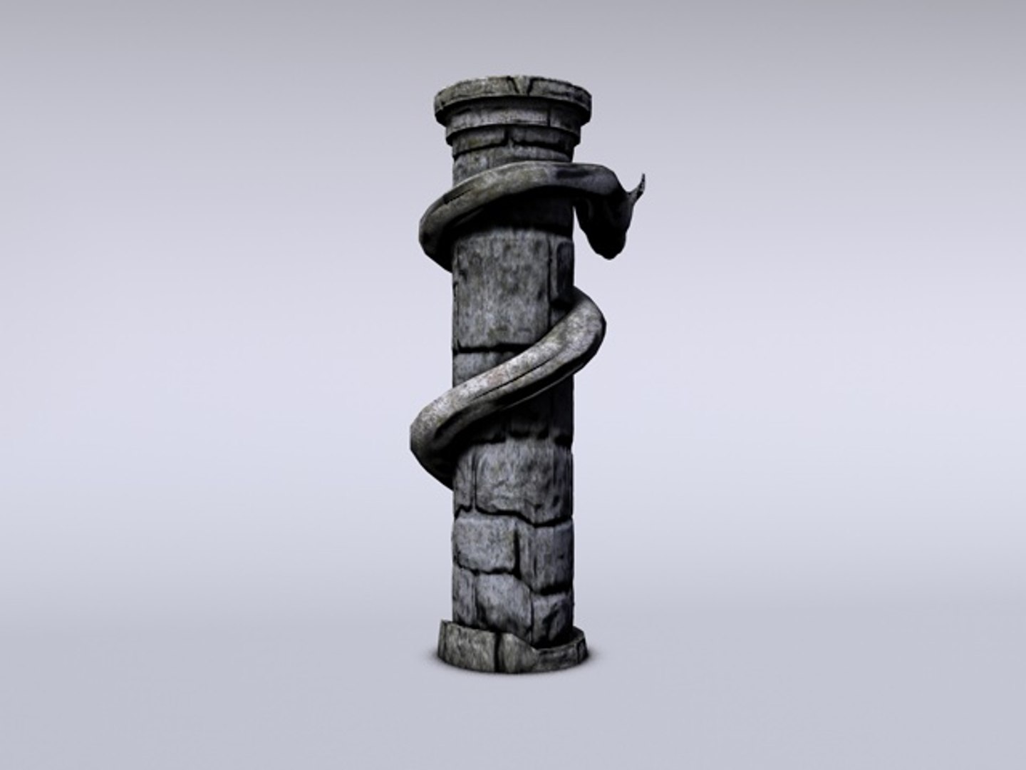 3d Stone Column Serpent