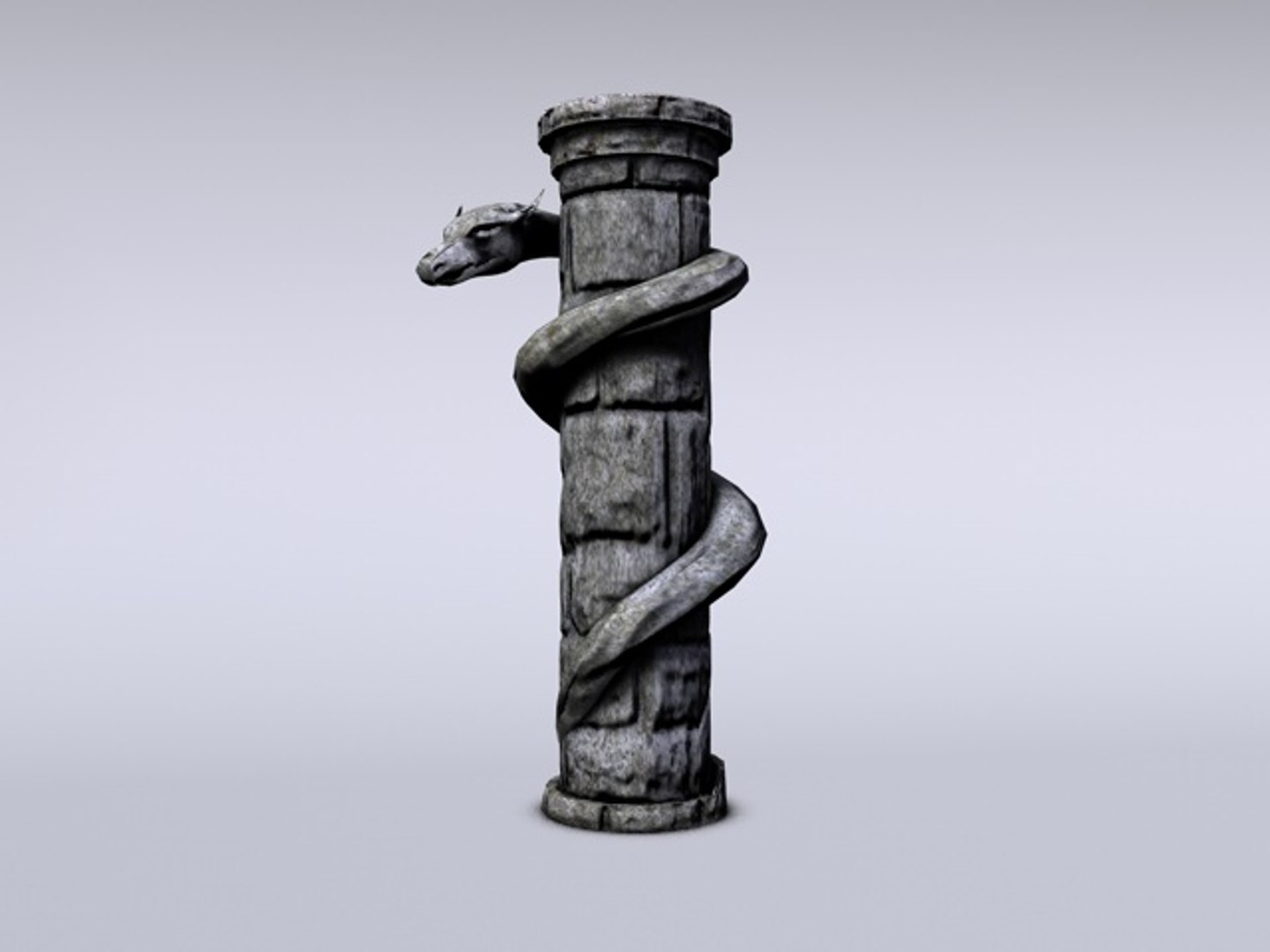 3d Stone Column Serpent