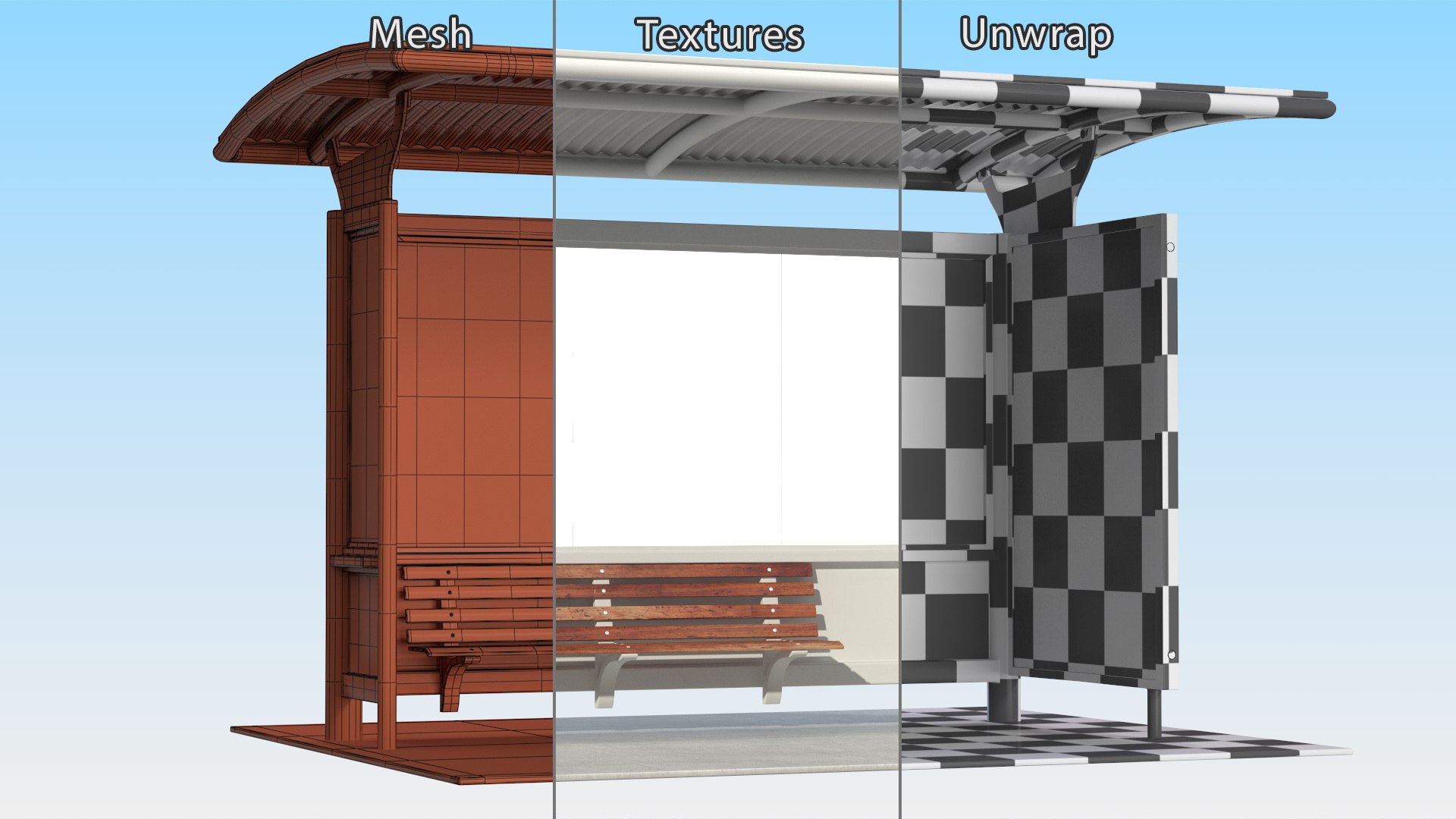 3D model Bus Stop with Billboard White New - TurboSquid 2174287