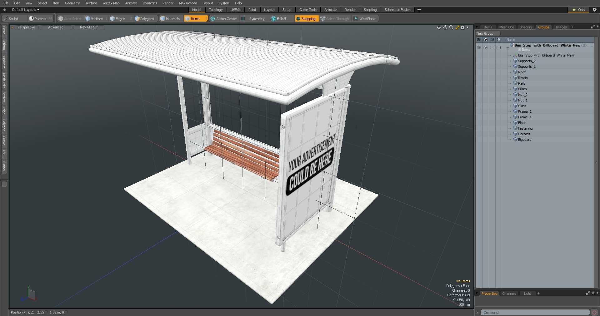 3D model Bus Stop with Billboard White New - TurboSquid 2174287