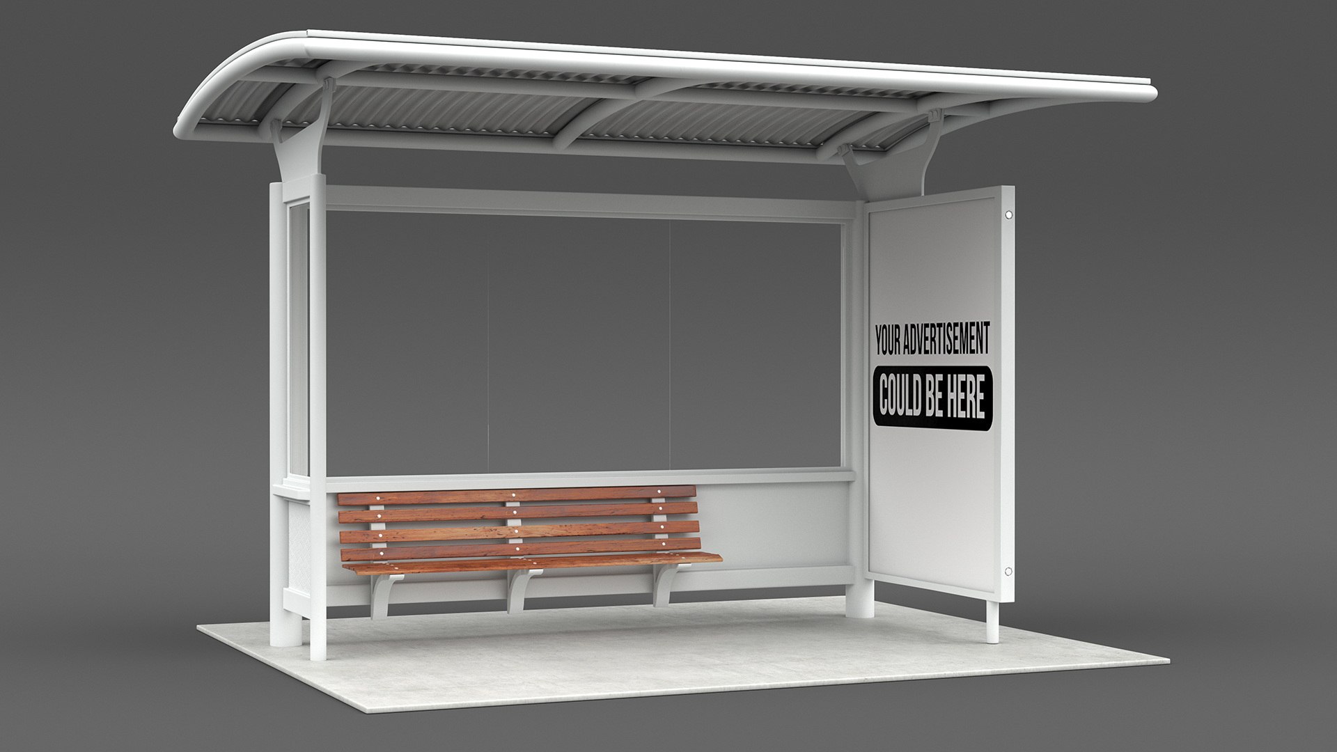 3D model Bus Stop with Billboard White New - TurboSquid 2174287