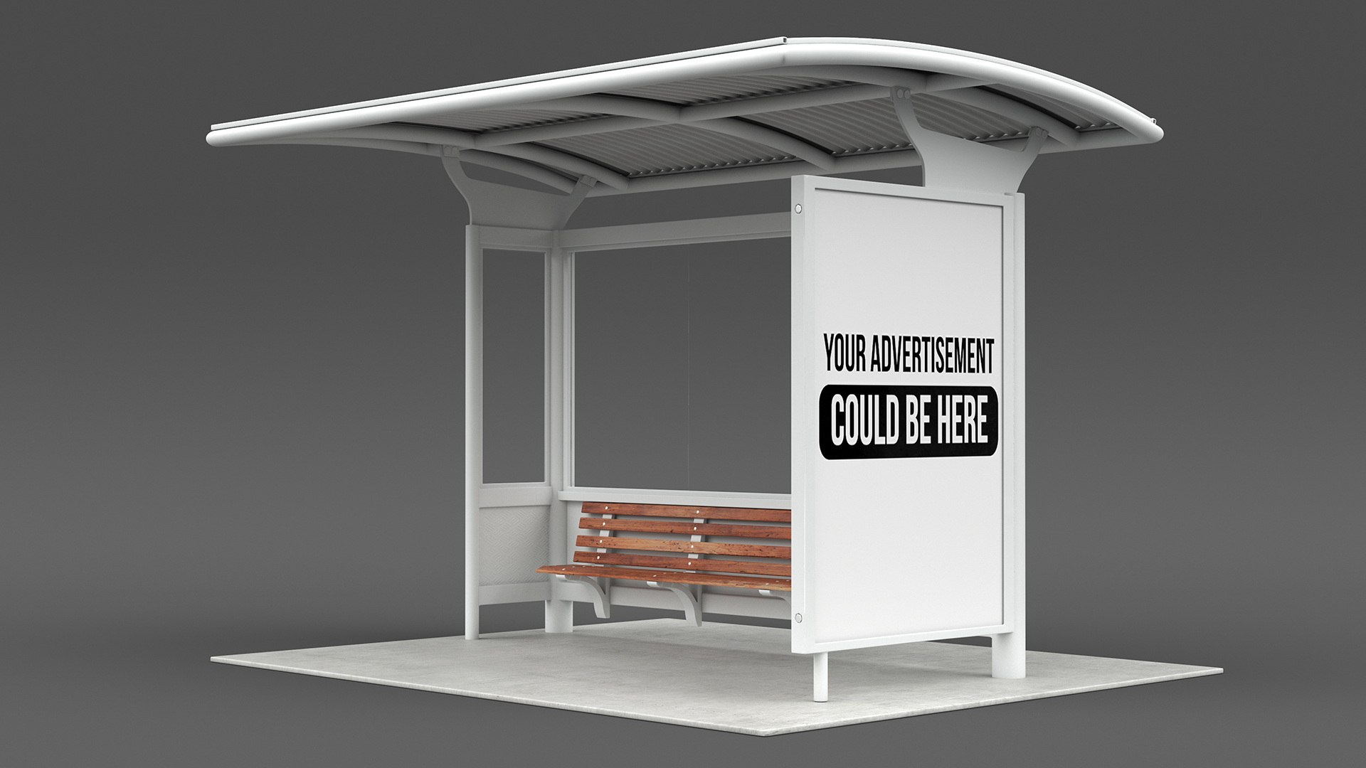 3D model Bus Stop with Billboard White New - TurboSquid 2174287