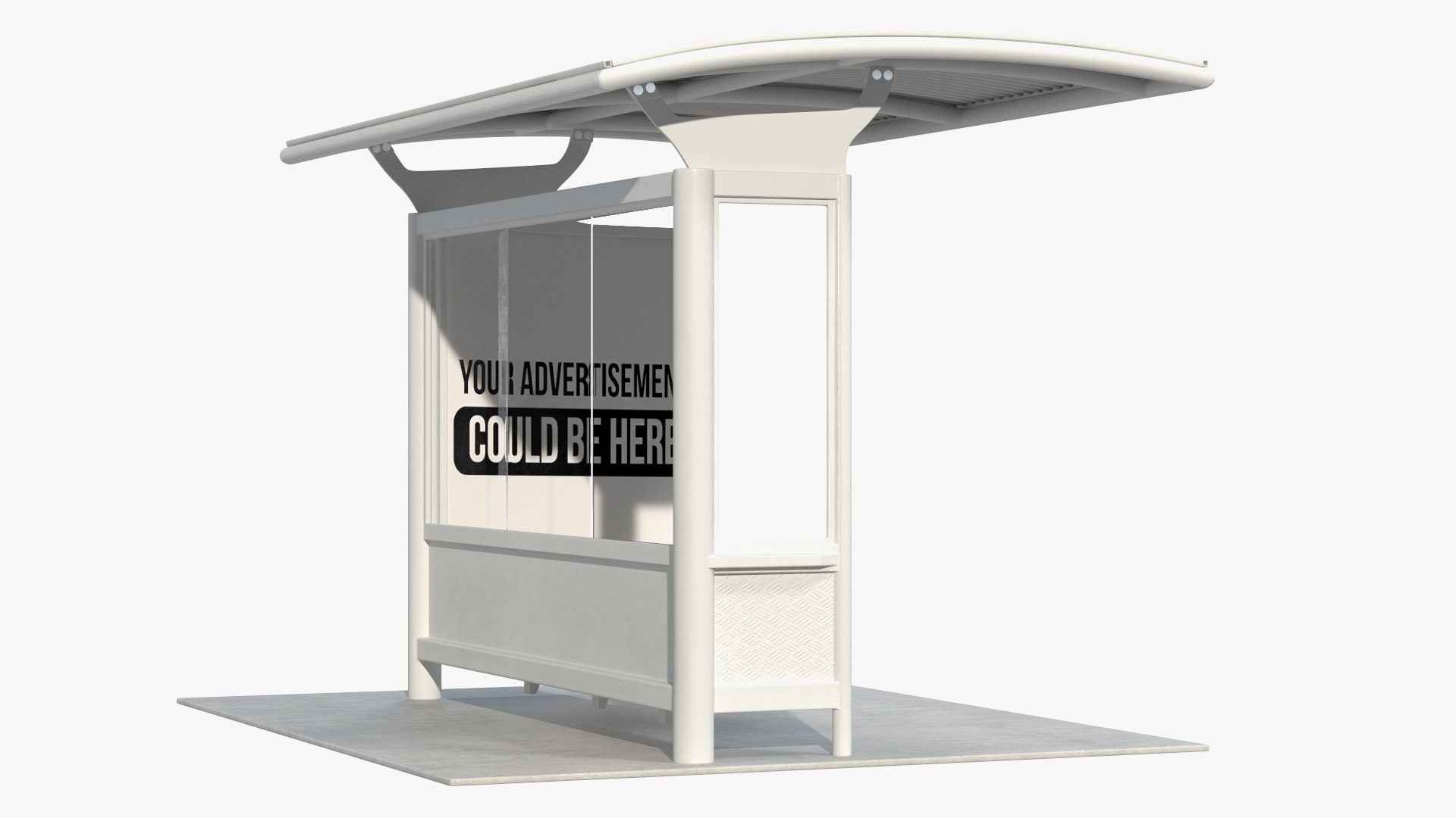 3D model Bus Stop with Billboard White New - TurboSquid 2174287