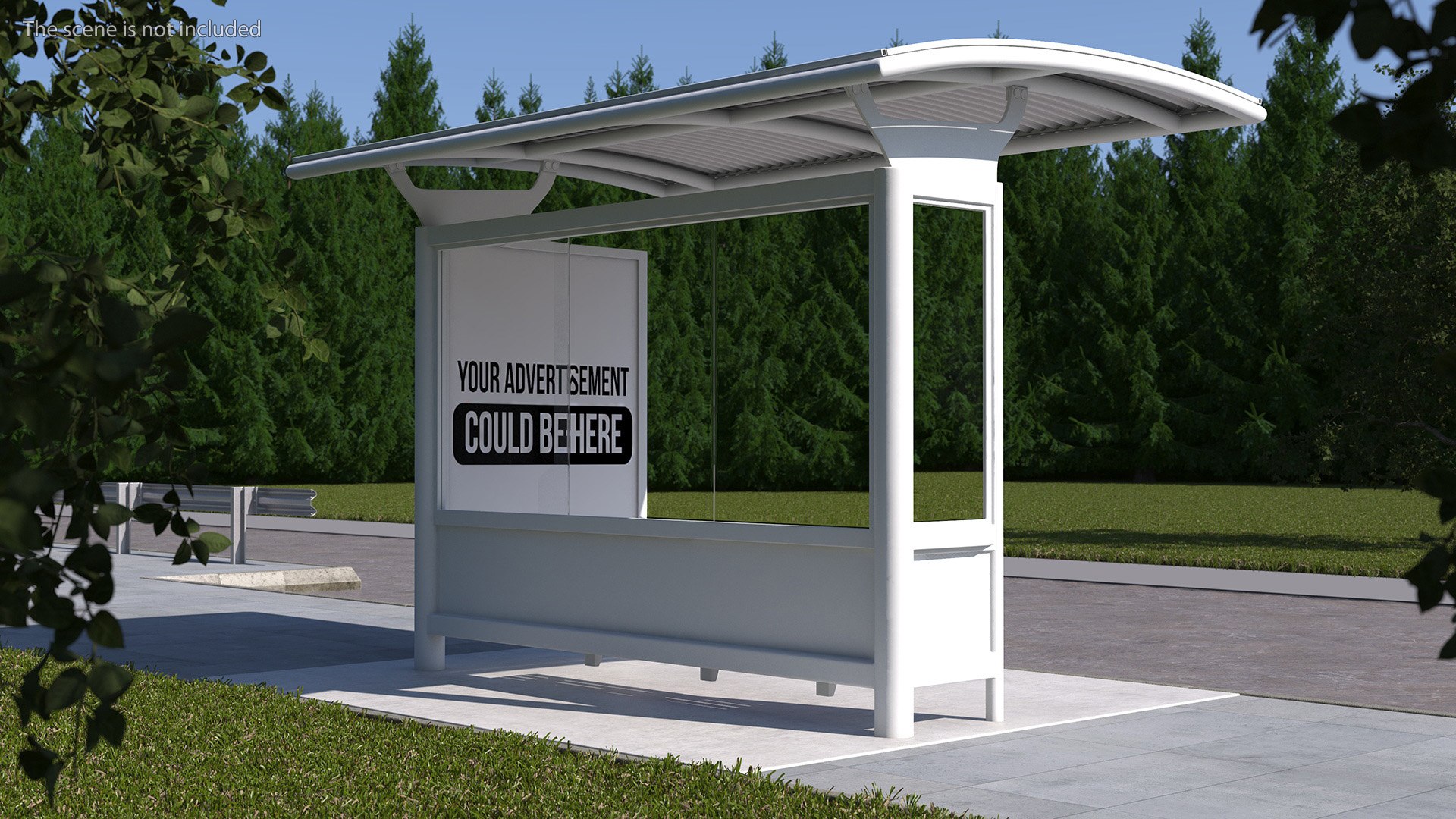 3D model Bus Stop with Billboard White New - TurboSquid 2174287