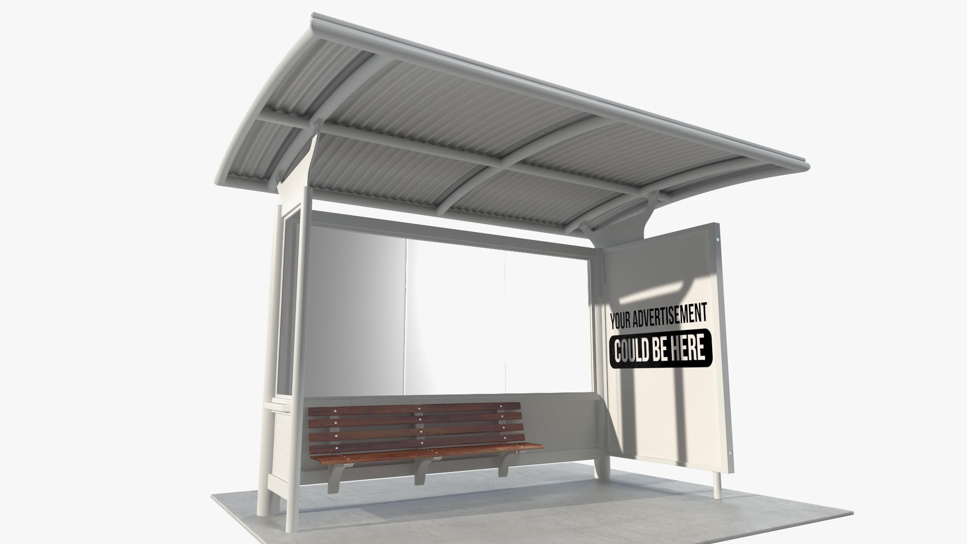 3D model Bus Stop with Billboard White New - TurboSquid 2174287