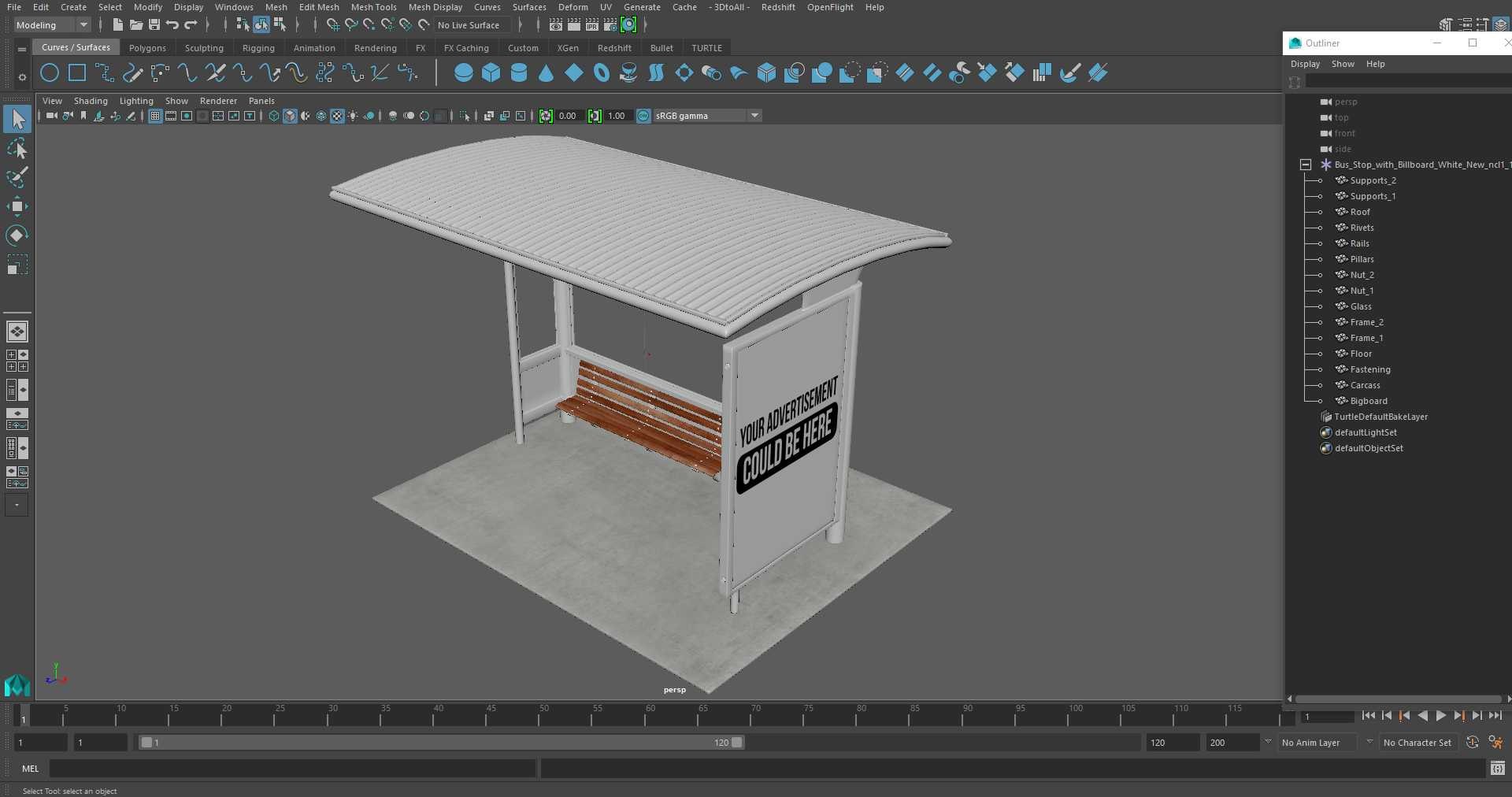 3D model Bus Stop with Billboard White New - TurboSquid 2174287