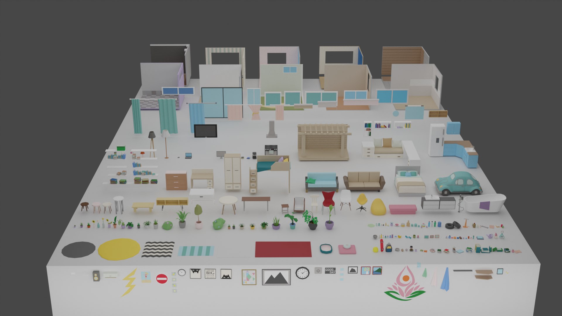 3D Low Poly Rooms Interior 2 - TurboSquid 1807165