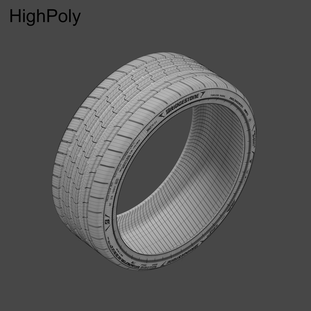 3D Bridgestone Potenza Sport Tire - with 3D Sidewall - with PBR Texture ...