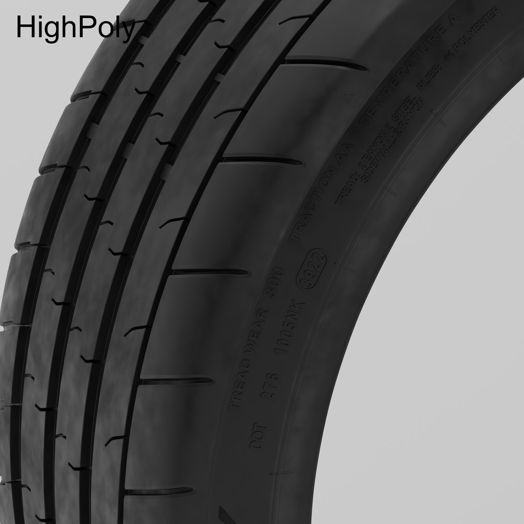 3D Bridgestone Potenza Sport Tire - with 3D Sidewall - with PBR Texture ...