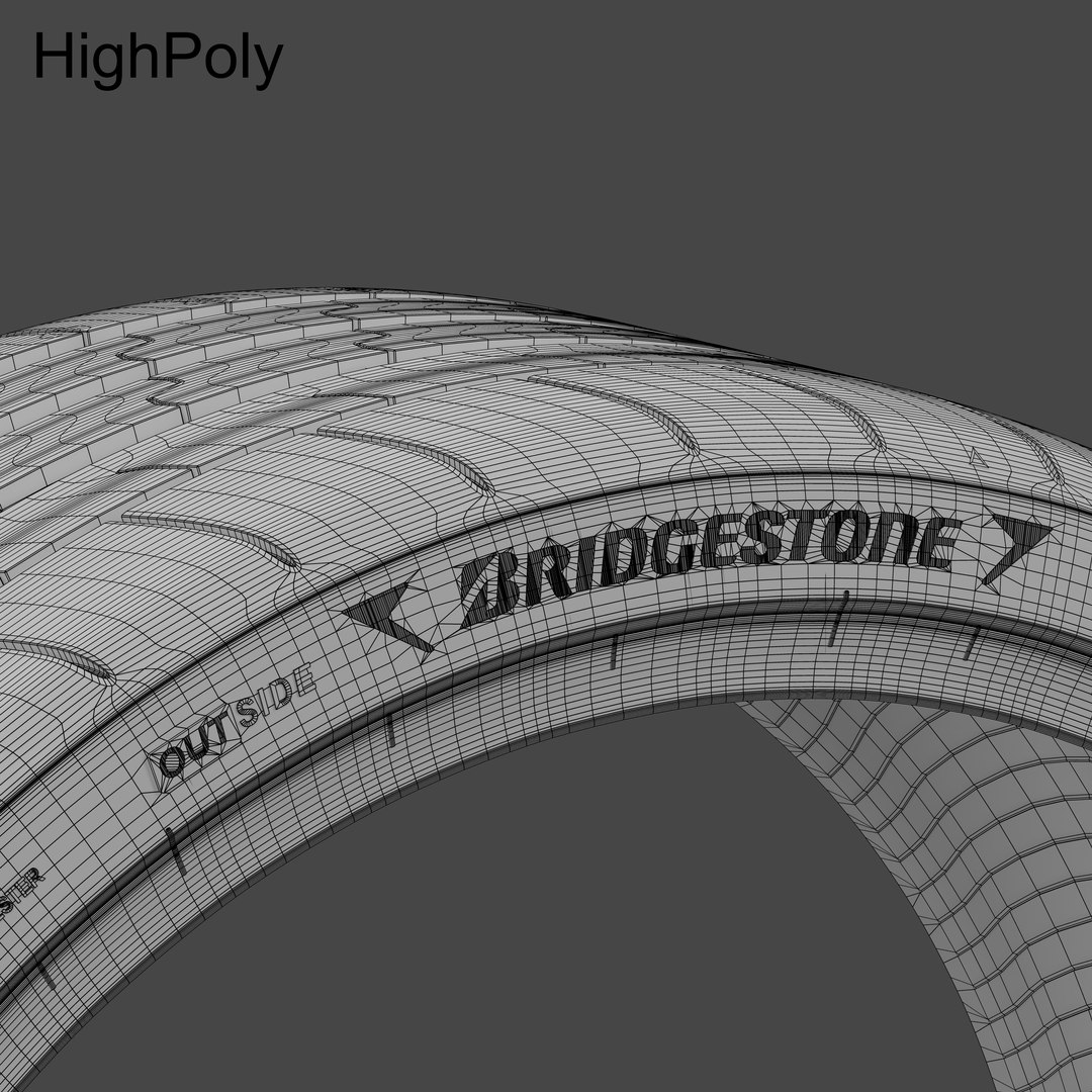 3D Bridgestone Potenza Sport Tire - with 3D Sidewall - with PBR Texture ...