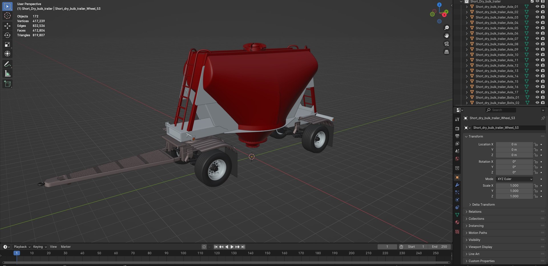 Short Dry Bulk Trailer 3D Model - TurboSquid 2319675